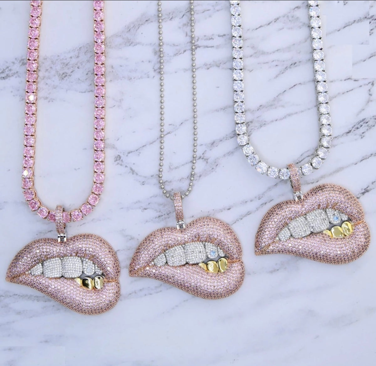 Iced Out Lip Necklace – MTO